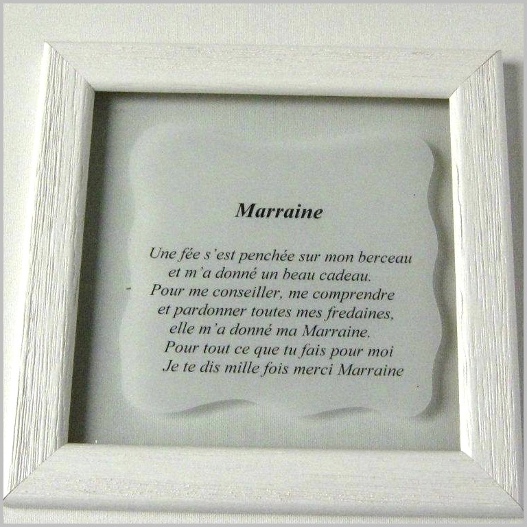 Poème dans cadre pour marraine - avec dragées ou pas